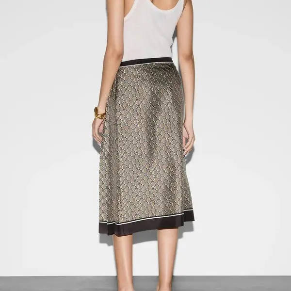 Gucci Gg Printed Silk Skirt