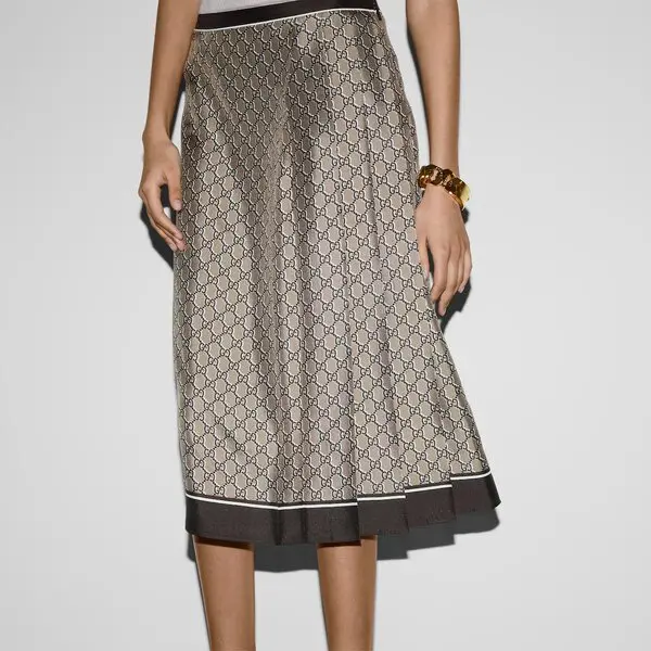 Gucci Gg Printed Silk Skirt