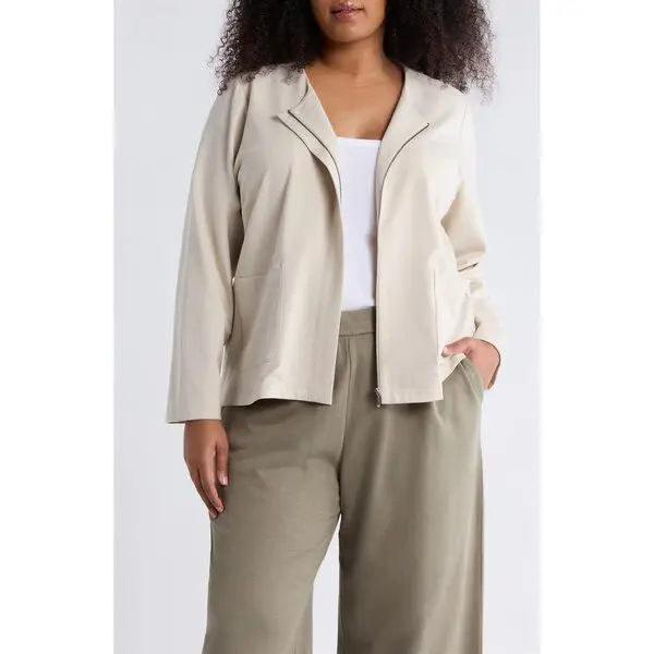 Eileen Fisher Collarless Zip Jacket
