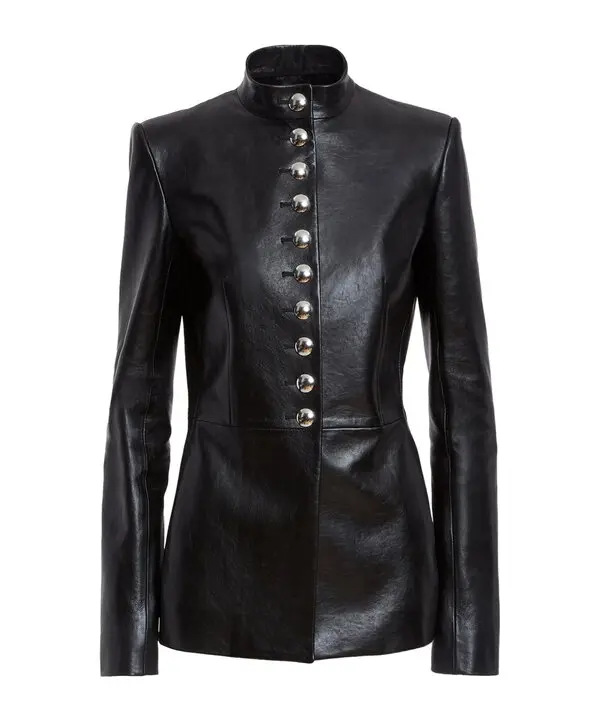 Khaite Standing Collar Leather Jacket - No