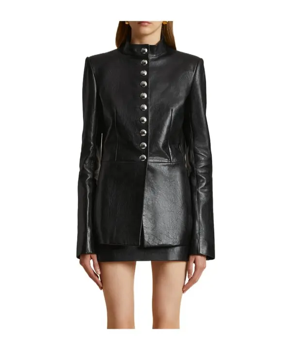 Khaite Standing Collar Leather Jacket - No