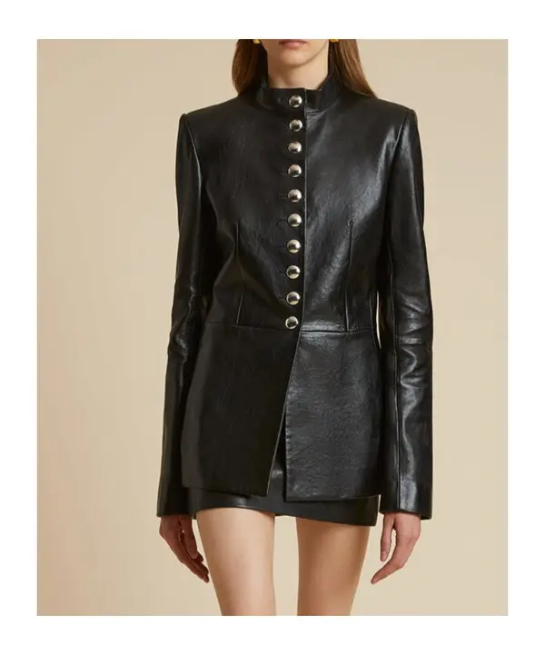 Khaite Standing Collar Leather Jacket - No