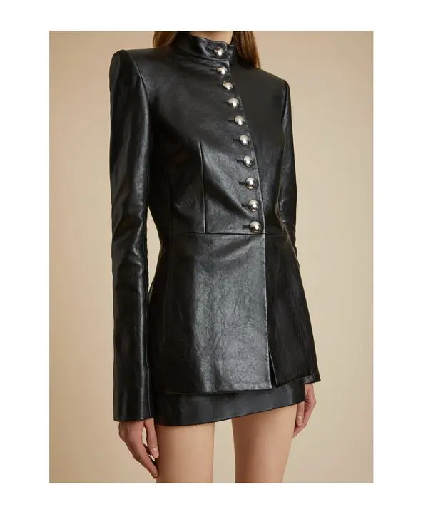 Khaite Standing Collar Leather Jacket - No