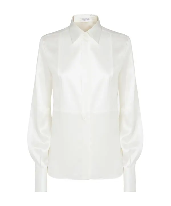 Brunello Cucinelli Long Sleeved Curved Hem Shirt