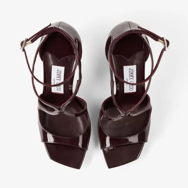 JIMMY CHOO Azia Patent Leather High-heeled Sandals - Deep Merlot