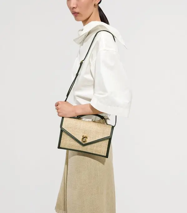 Bottega Veneta Raffia Knot Lock Shoulder Bag