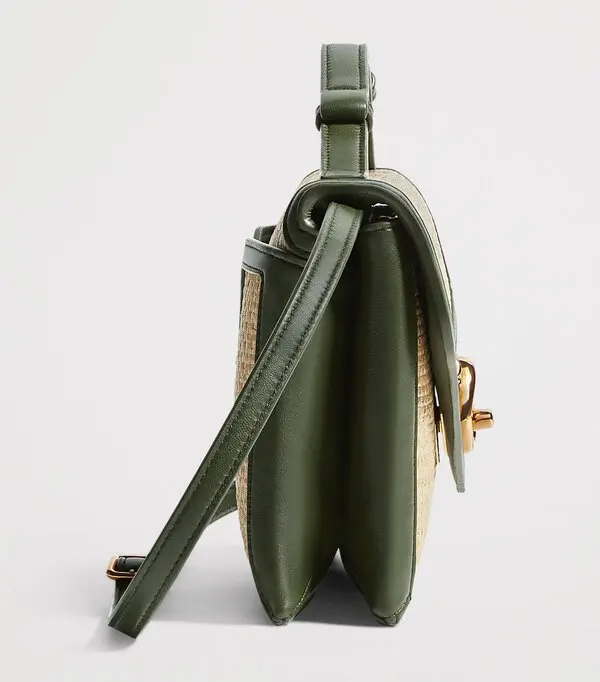 Bottega Veneta Raffia Knot Lock Shoulder Bag