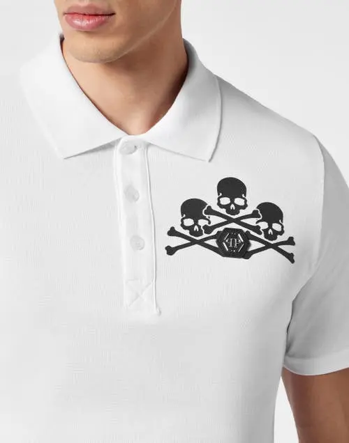 Philipp Plein Polo Shirt Ss Skull - White