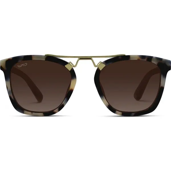 WMP EYEWEAR Oversized Square Polarized Sunglasses - Beige Tortoise