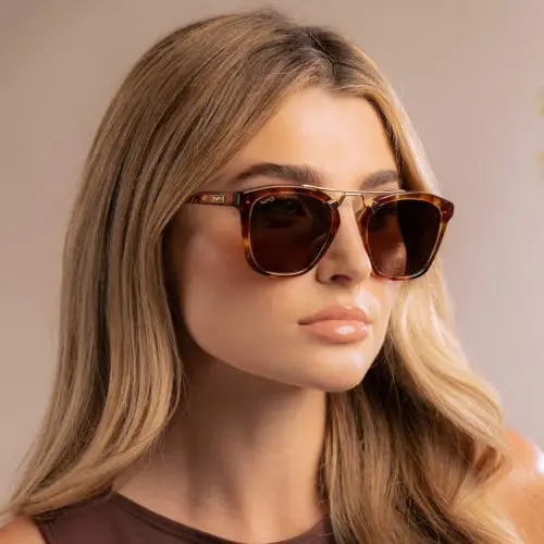 WMP EYEWEAR Oversized Square Polarized Sunglasses - Honeycomb Tortoise