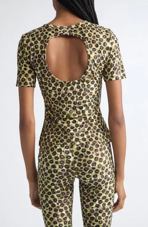 SIEDRES Idyl Print Velvet Devoré Open Back Top