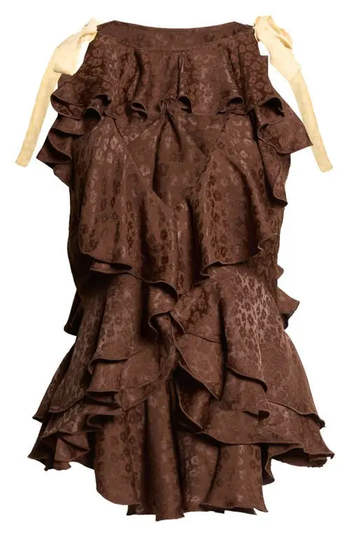 SIEDRES Marian Crop Ruffle Satin Jacquard Top