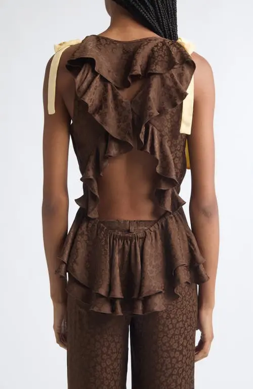 SIEDRES Marian Crop Ruffle Satin Jacquard Top
