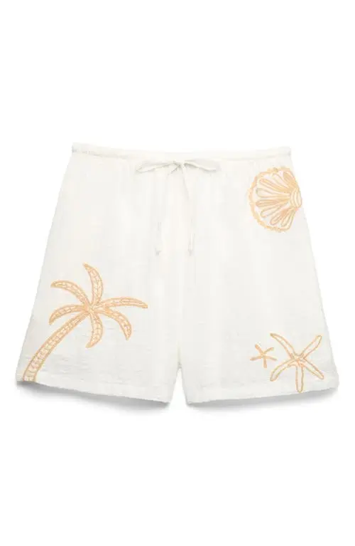 M&s Embroidered Beach Shorts - Soft White