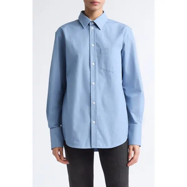 Victoria Beckham Perry Compact Oxford Button-up Shirt - Ocean Mist