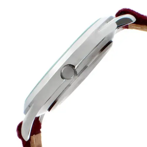 PEUGEOT Minimalist Clean Dial Wool-leather Strap Watch- 40mm - Wine