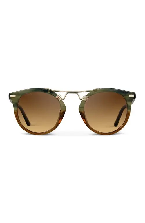 WMP EYEWEAR Skyler 48mm Metal Bridge Round Polarized Sunglasses - Desert Sage