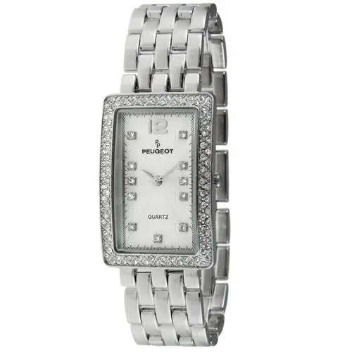 PEUGEOT Rectangular Crystal Bezel Bracelet Watch- 40x25mm