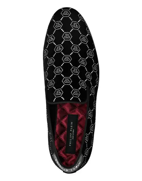 Philipp Plein Velvet Loafers Strass Monogram