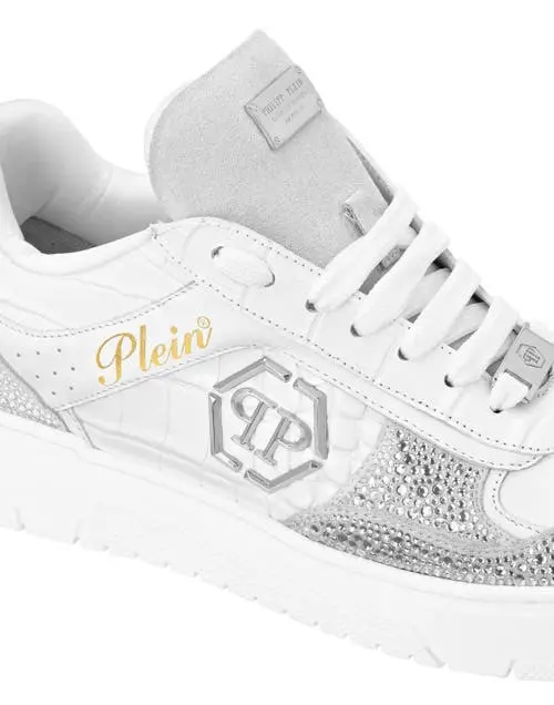 Philipp Plein Low Top Sneakers Mix Strass Cocco