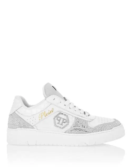 Philipp Plein Low Top Sneakers Mix Strass Cocco