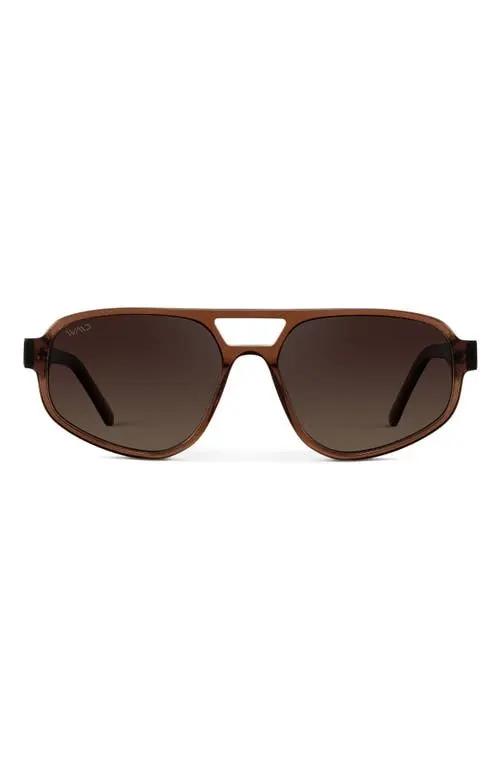 WMP EYEWEAR Brooklyn 56mm Aviator Sunglasses - Crystal Brown