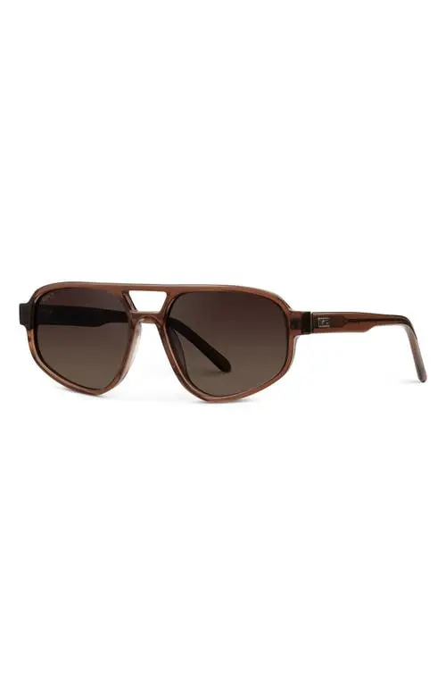 WMP EYEWEAR Brooklyn 56mm Aviator Sunglasses - Crystal Brown