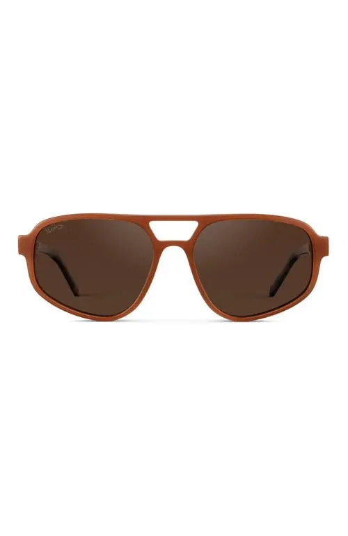 WMP EYEWEAR Brooklyn 56mm Aviator Sunglasses - Milky Rust Tortoise