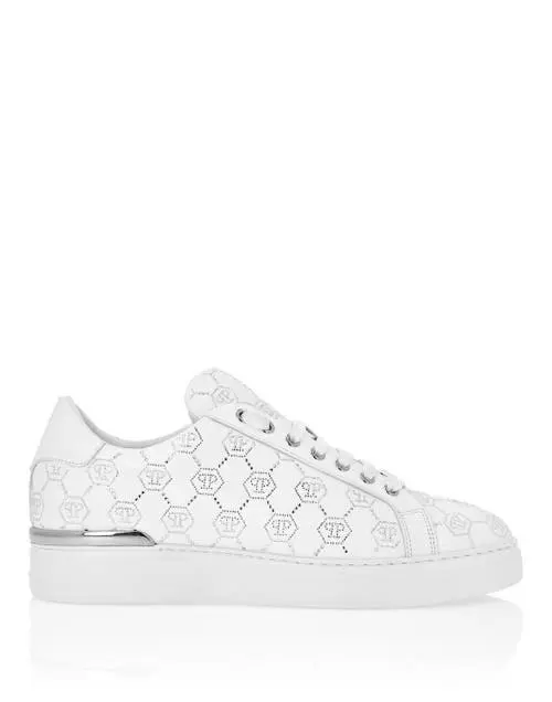 Philipp Plein Low Top Sneakers Carson Monogram Strass - White