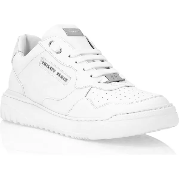 Philipp Plein Nappa Leather Low Top Sneakers With Lettering - White