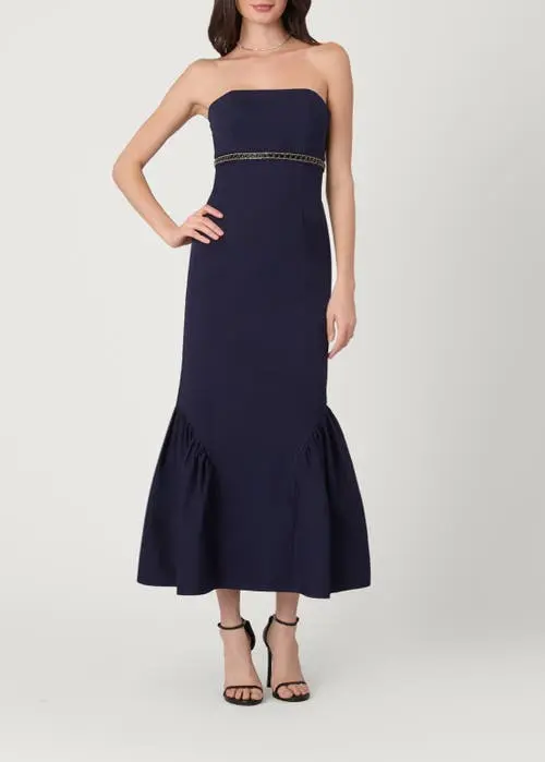 Shoshanna Midnight Embellished Cotton Faille Ashton Dress