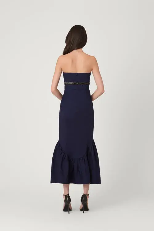 Shoshanna Midnight Embellished Cotton Faille Ashton Dress