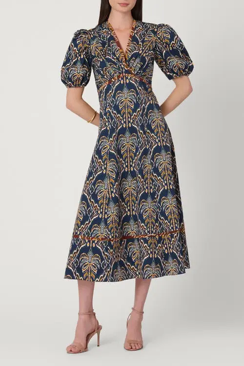 Shoshanna Balinese Palm Print Gemma Dress