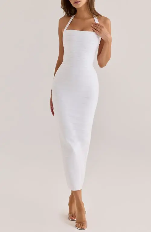 House Of Cb Halter Neck Bandage Midi Dress - White