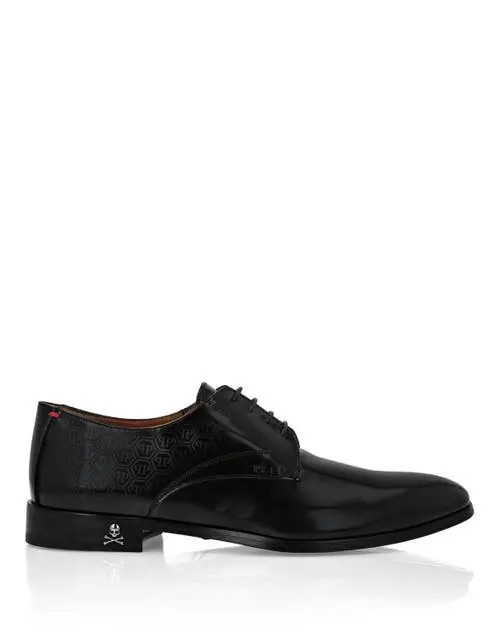 Philipp Plein Leather Lace Up Shoes Monogram