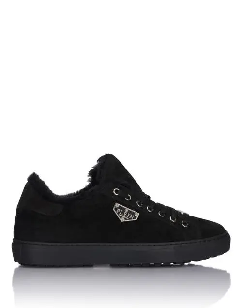 Philipp Plein Suede And Sheepskin Low Top Sneakers