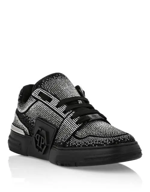 Philipp Plein Suede Lo-top Sneakers Strass Hexagon - Black