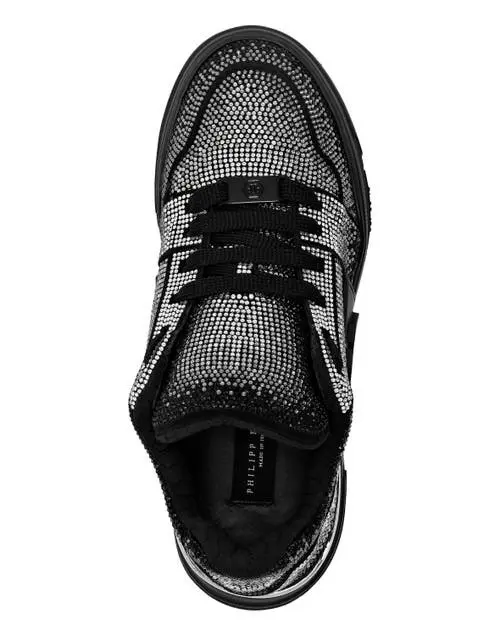Philipp Plein Suede Lo-top Sneakers Strass Hexagon - Black