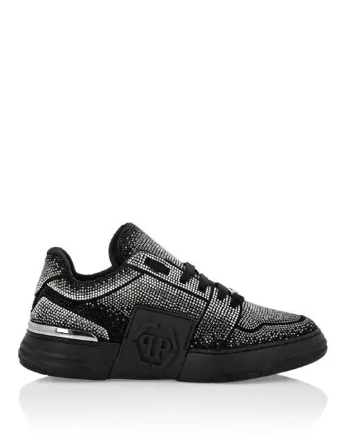 Philipp Plein Suede Lo-top Sneakers Strass Hexagon - Black