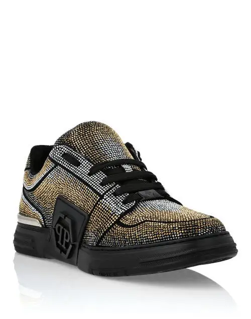 Philipp Plein Suede Lo-top Sneakers Strass Hexagon - Brown