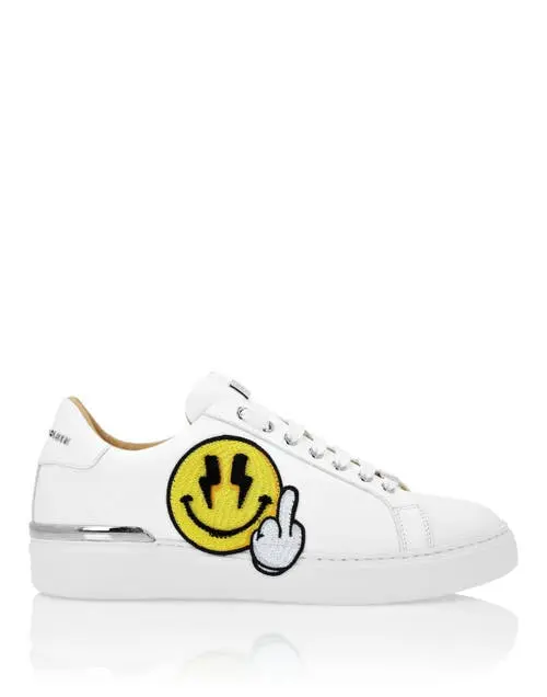 Philipp Plein Leather Lo-top Sneakers Strass Smile