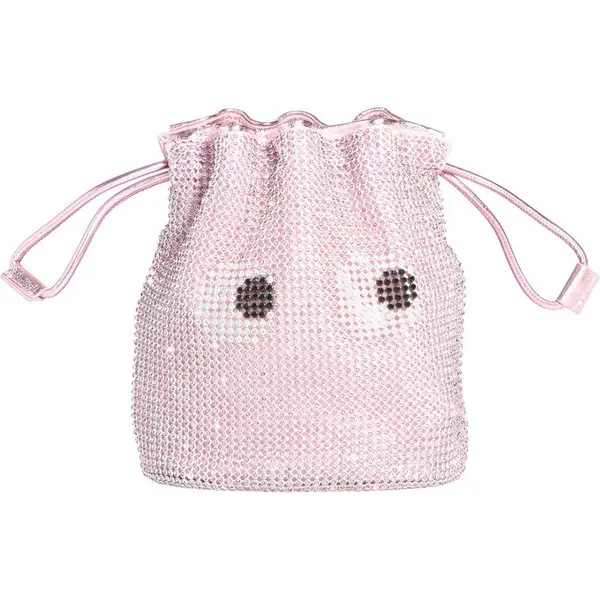 ANYA HINDMARCH Eyes Crystal Mesh Drawstring Pouch - Pink