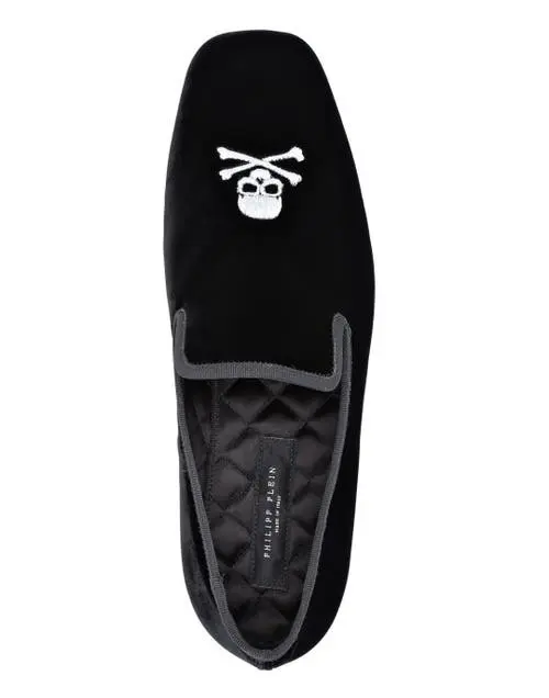 Philipp Plein Velvet Loafers Embroidery Skull