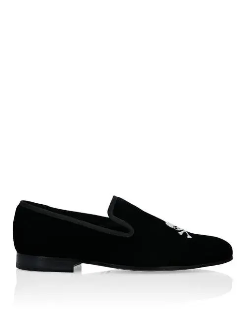Philipp Plein Velvet Loafers Embroidery Skull
