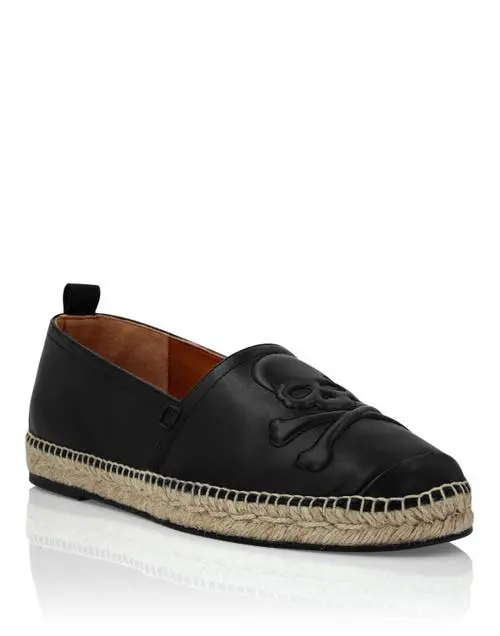 Philipp Plein Leather Espadrillas Skull