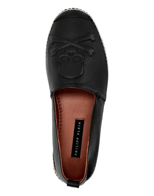 Philipp Plein Leather Espadrillas Skull
