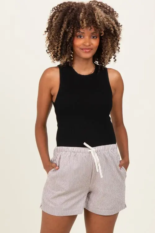 PINKBLUSH Striped Drawstring Shorts
