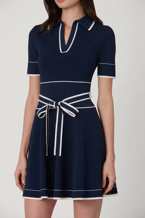 Shoshanna Contrast Border Knit Maren Dress