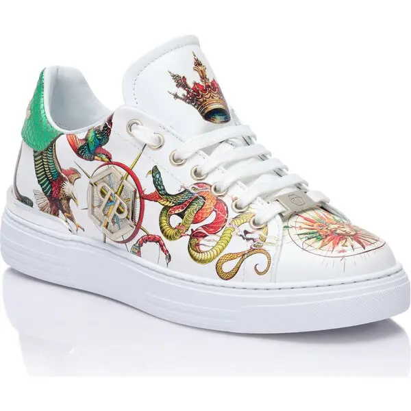 Philipp Plein Leather Printed Low-top Sneakers - Offwhite