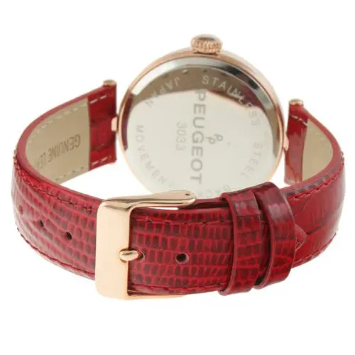 PEUGEOT Round T Bar Leather Strap Watch- 38mm